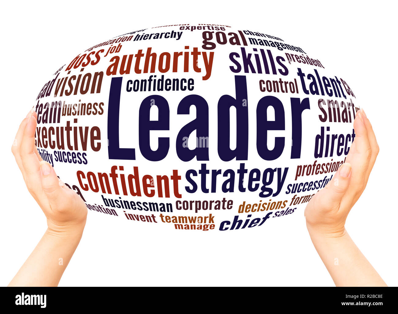 Leader word cloud hand sphere concept on white background Stock Photo ...