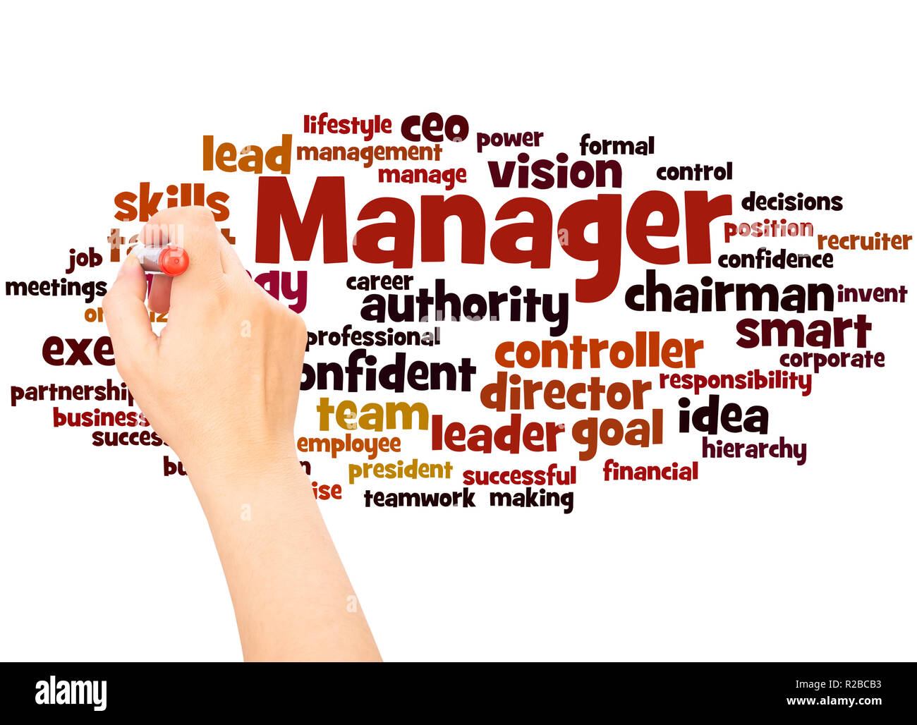 Manager word cloud hand writing concept on white background Stock Photo ...