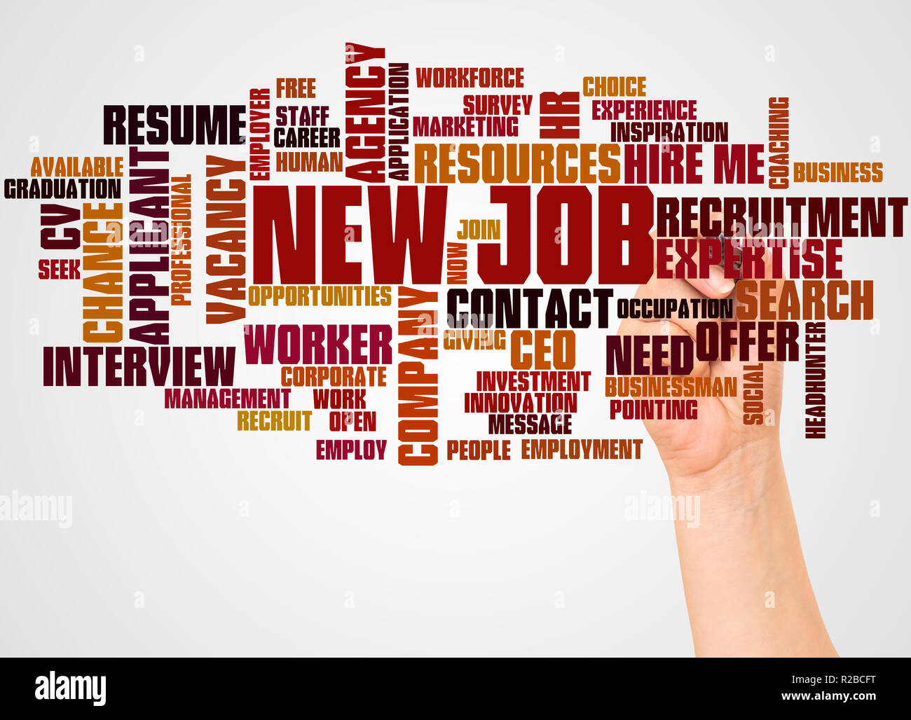 New Job word cloud and hand with marker concept on white background ...