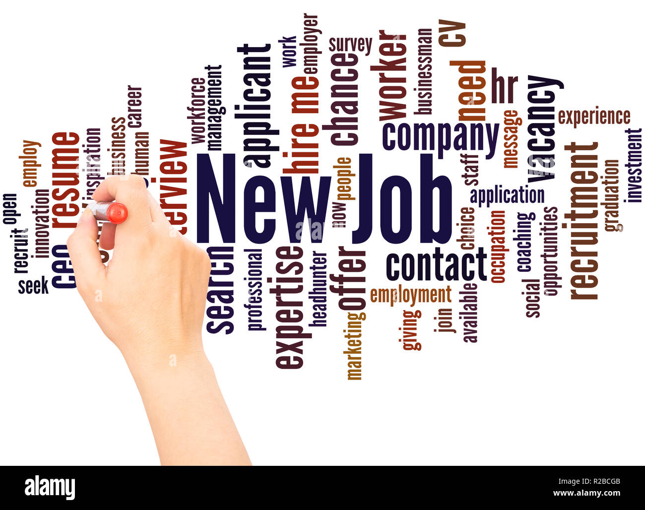 New Job word cloud hand writing concept on white background Stock Photo ...