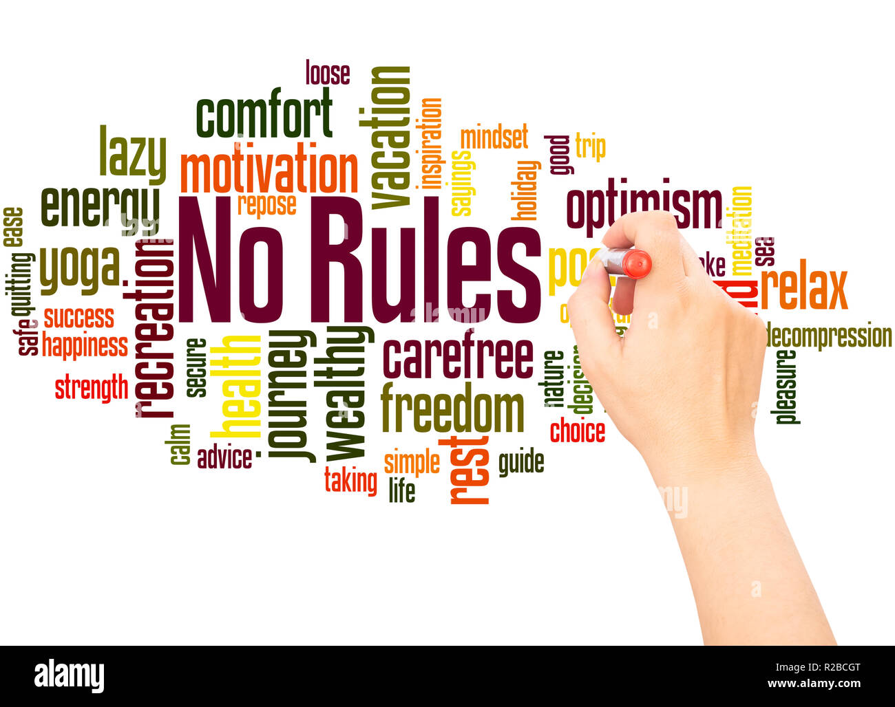 No Rules word cloud hand writing concept on white background Stock ...