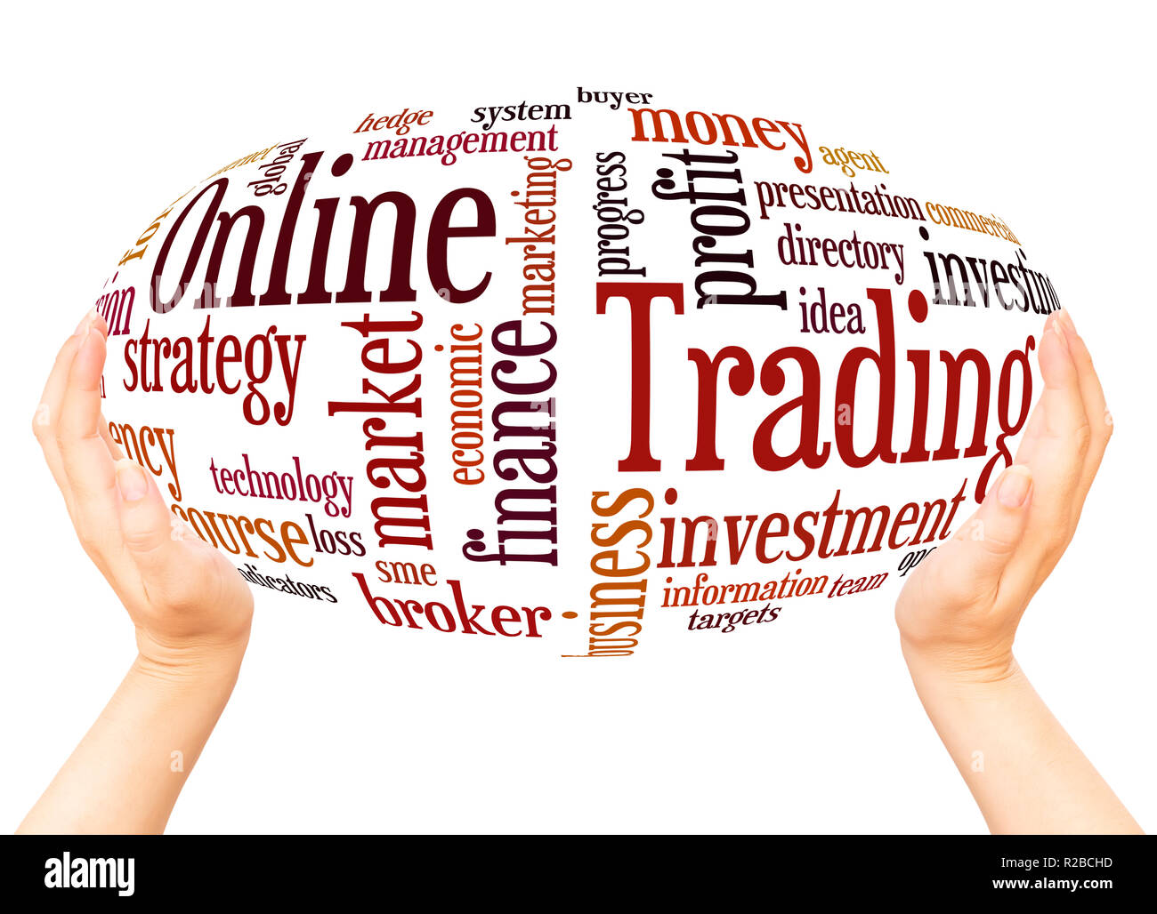 Online Trading word cloud hand sphere concept on white background Stock ...