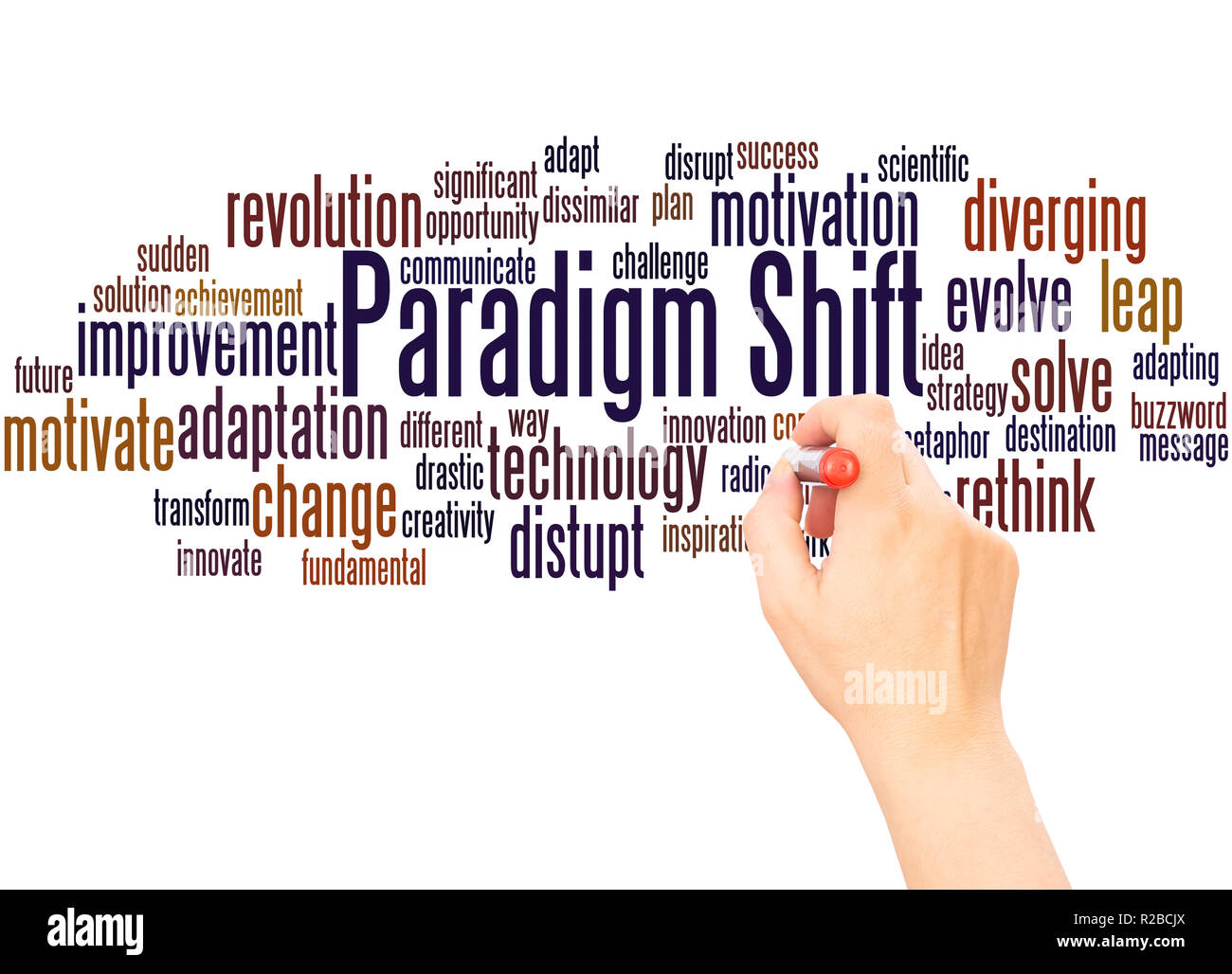 Paradigm Shift word cloud hand writing concept on white background ...