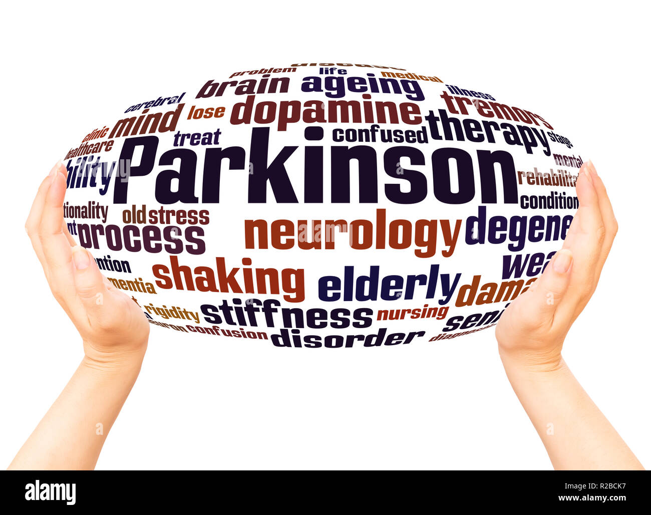 Parkinson word cloud hand sphere concept on white background Stock ...
