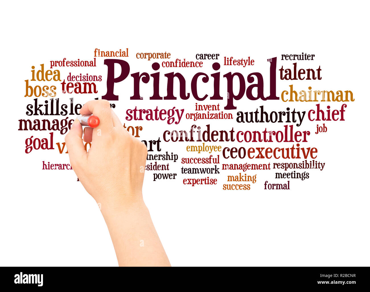 Principal word cloud hand writing concept on white background Stock ...