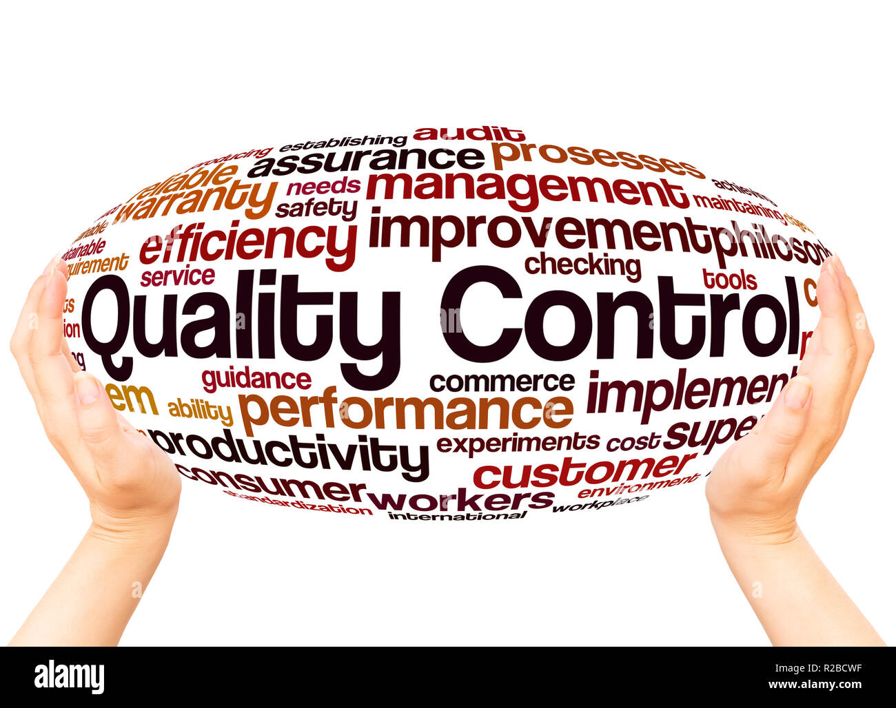 Quality Control word cloud hand sphere concept on white background ...