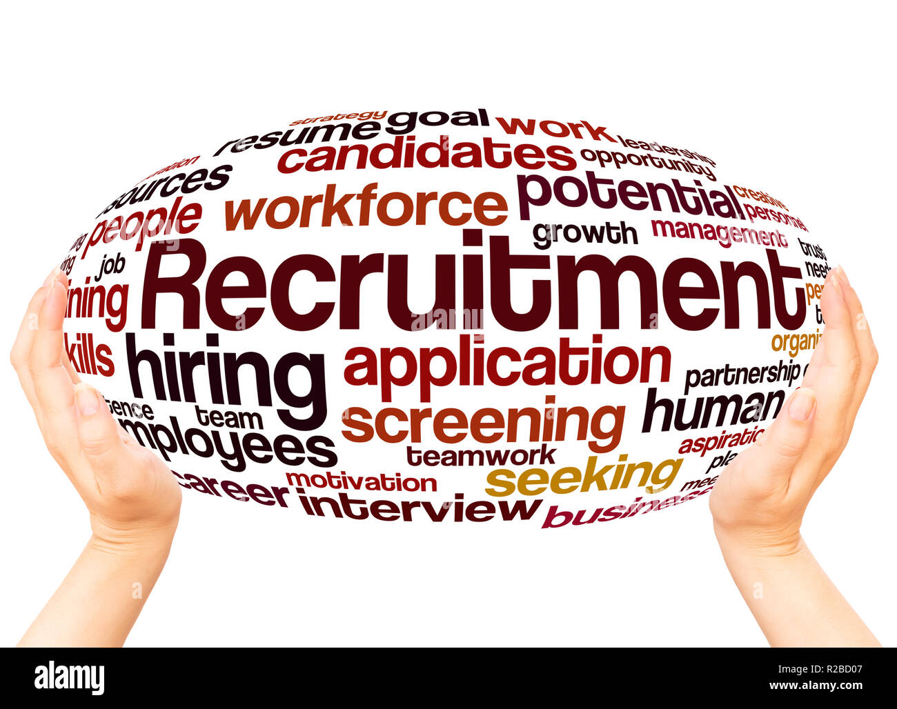 Recruitment, word cloud hand sphere concept on white background Stock ...
