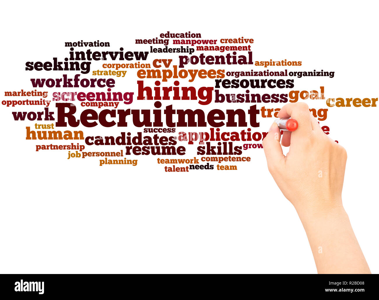 Recruitment word cloud hand writing concept on white background Stock ...