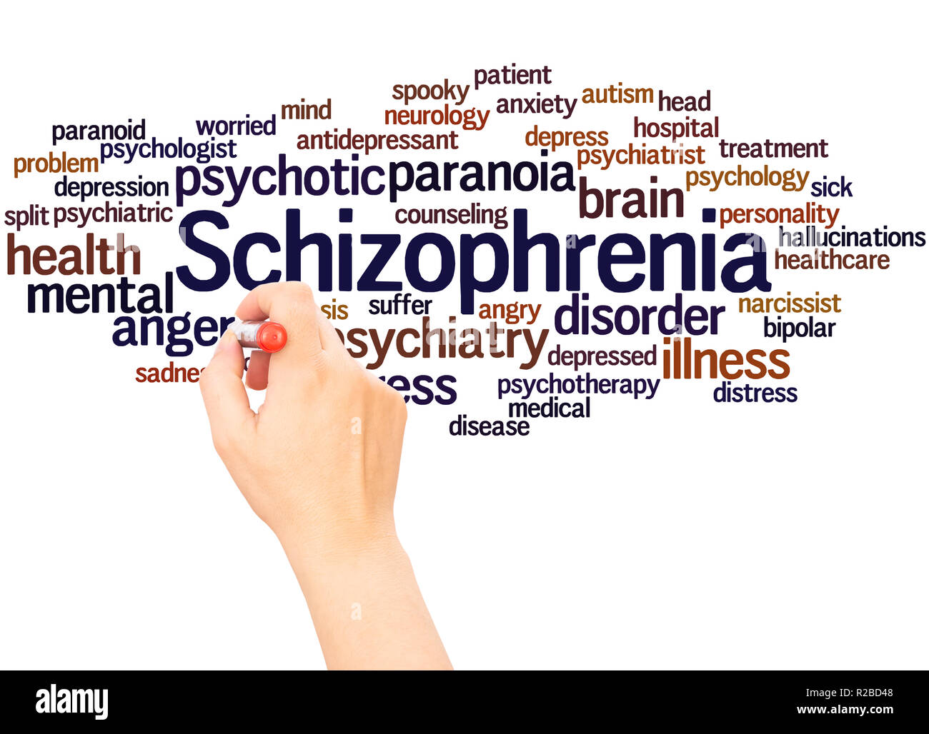 Schizophrenia word cloud hand writing concept on white background Stock ...