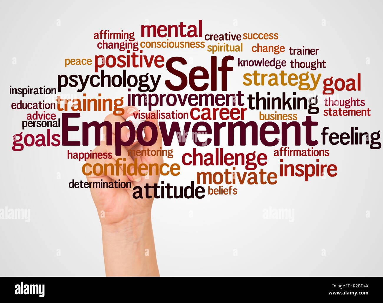 Self Empowerment word cloud and hand with marker concept on white ...