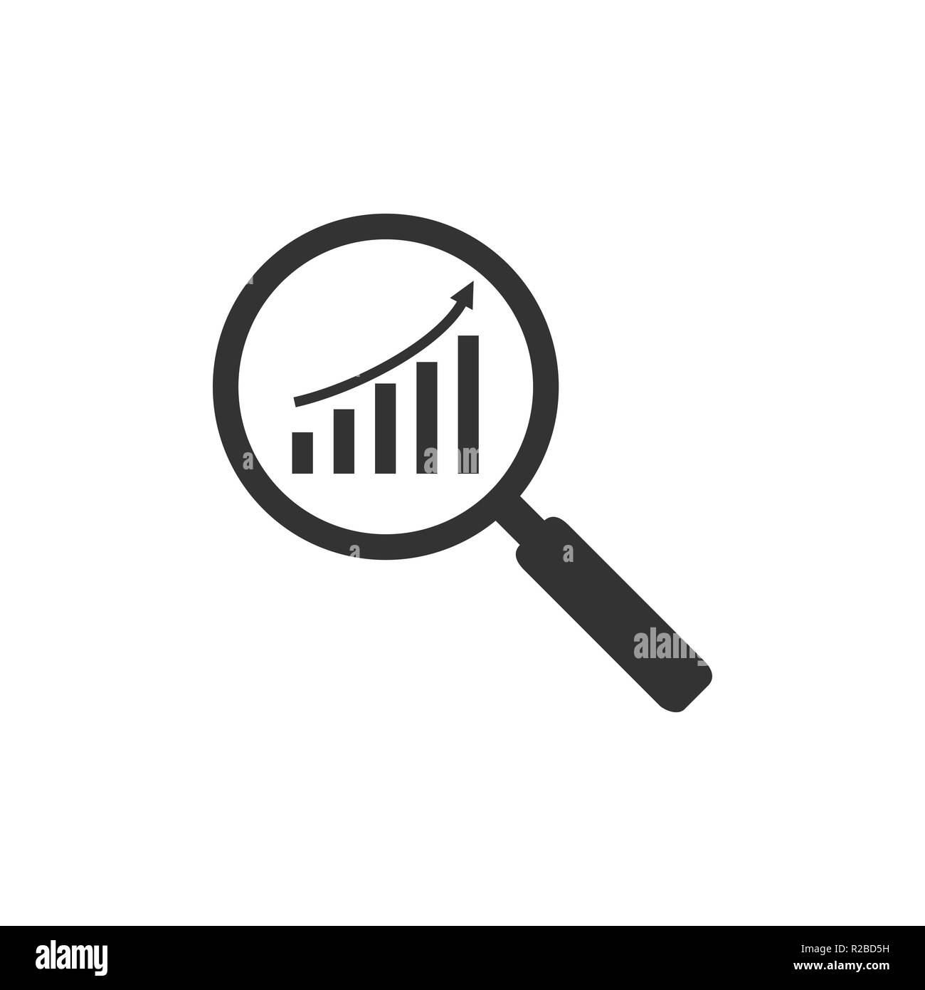 Vector illustration, flat design. Magnifying glass graph chart Stock ...