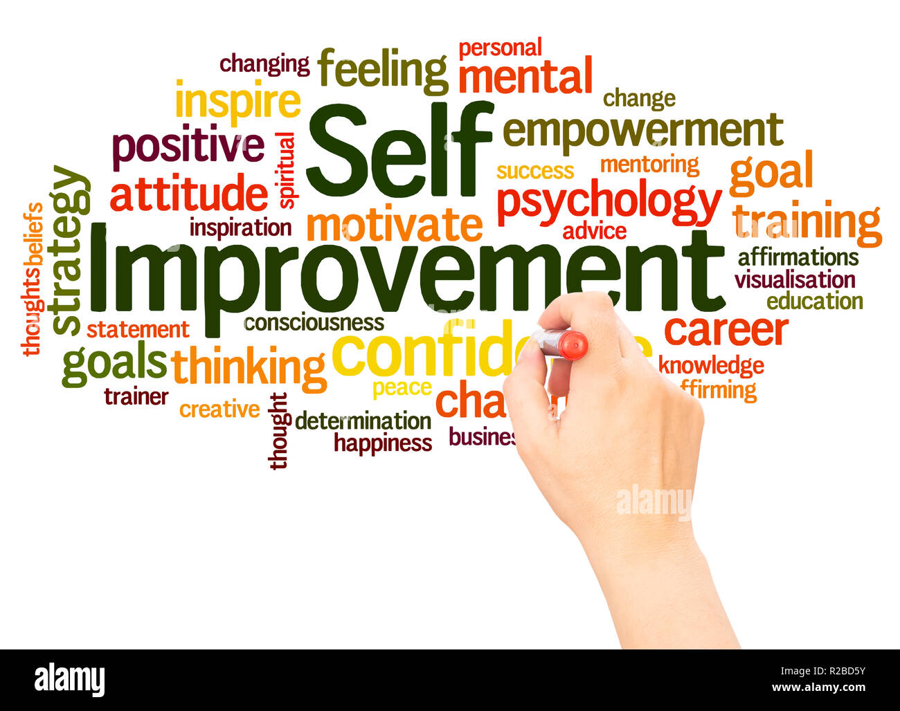 Self Improvement word cloud hand writing concept on white background ...