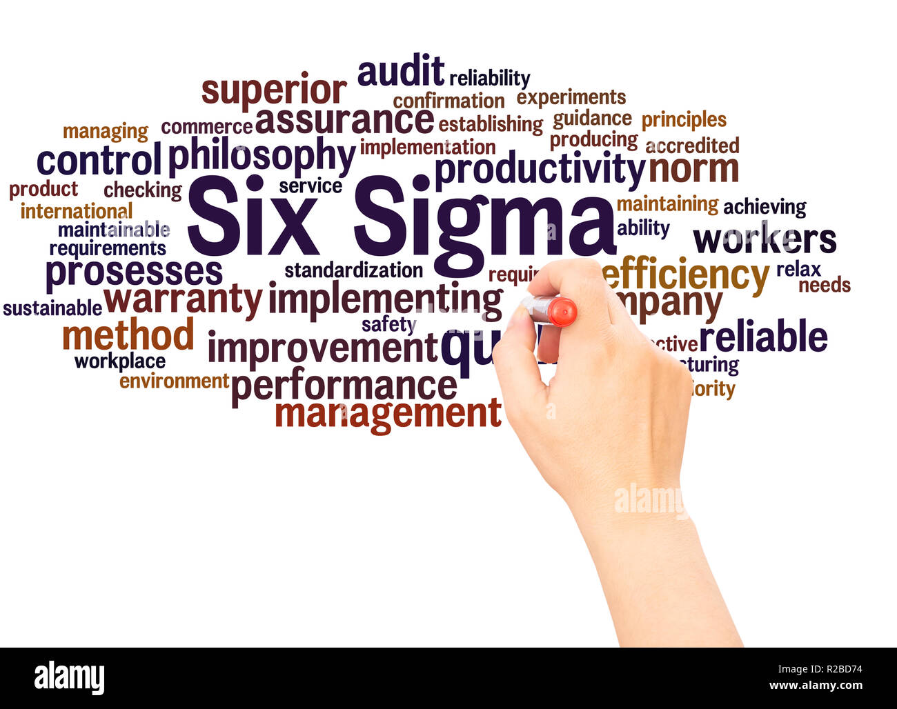 Six Sigma word cloud hand writing concept on white background Stock ...