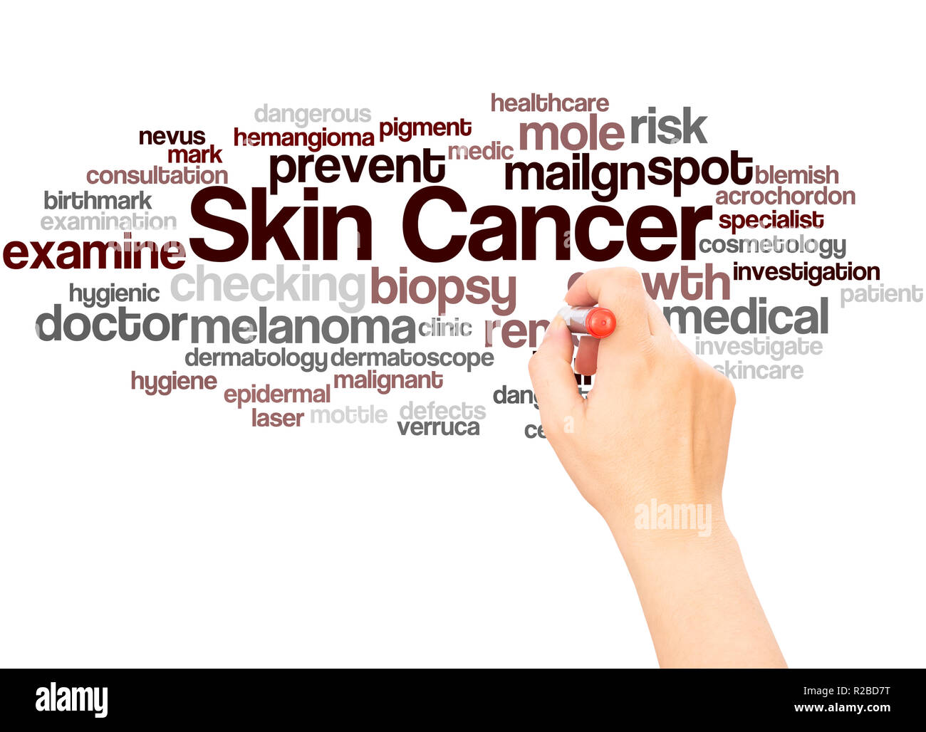 Skin Cancer word cloud hand writing concept on white background Stock ...