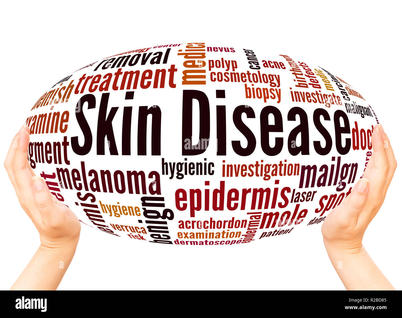Skin Disease word cloud hand sphere concept on white background Stock ...