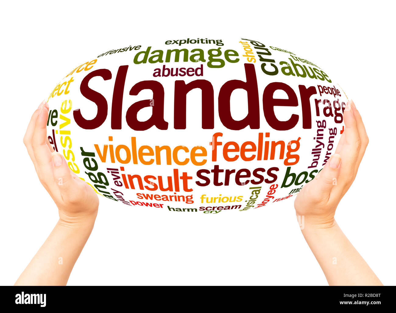 Slander word cloud hand sphere concept on white background Stock Photo ...