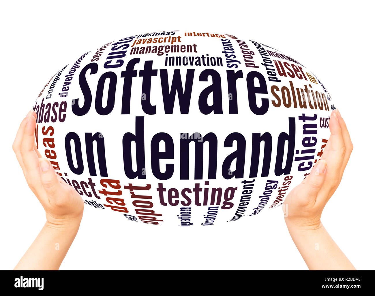 Software on demand word cloud chand sphere oncept on white background ...