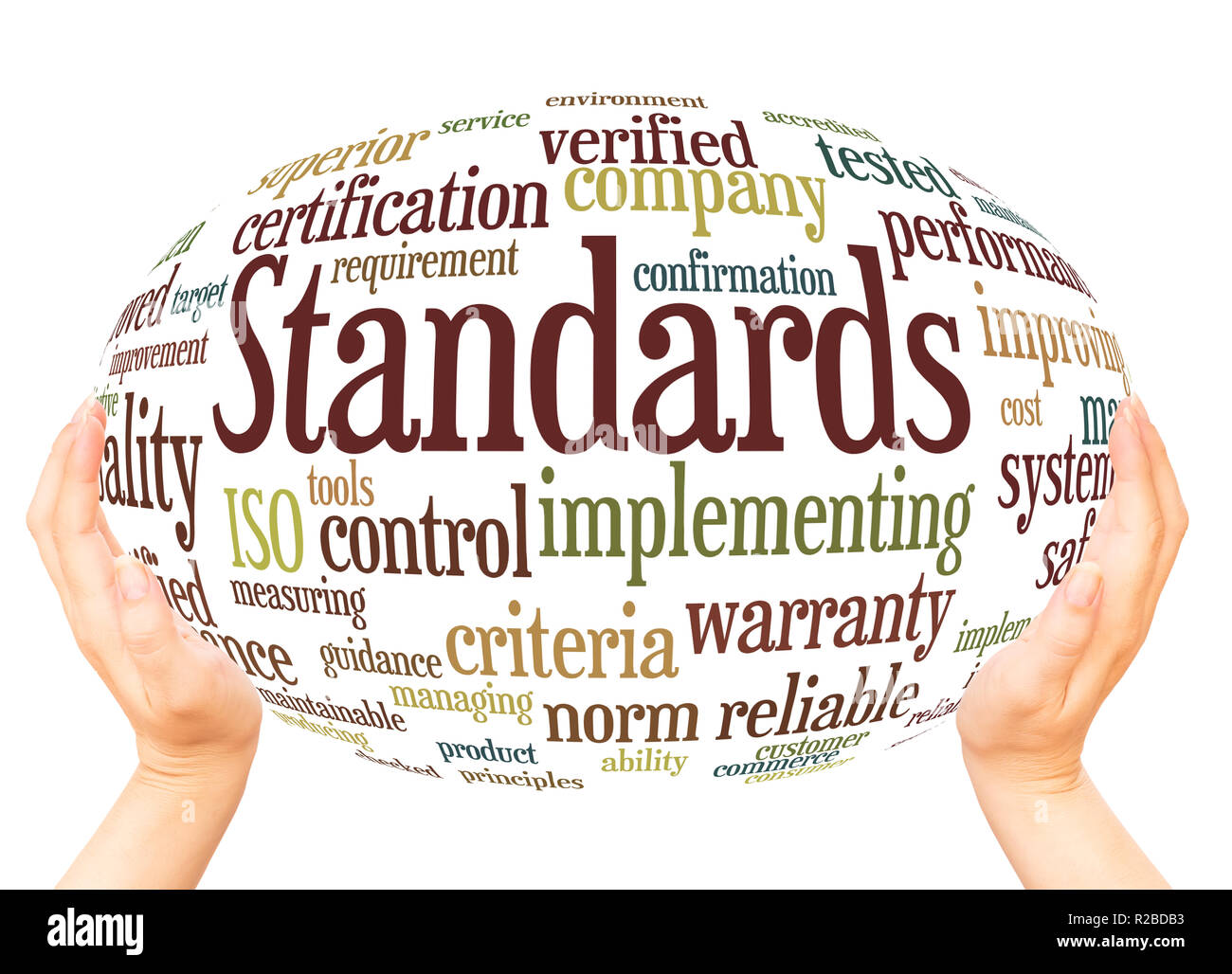 Standards word cloud hand sphere concept on white background Stock ...
