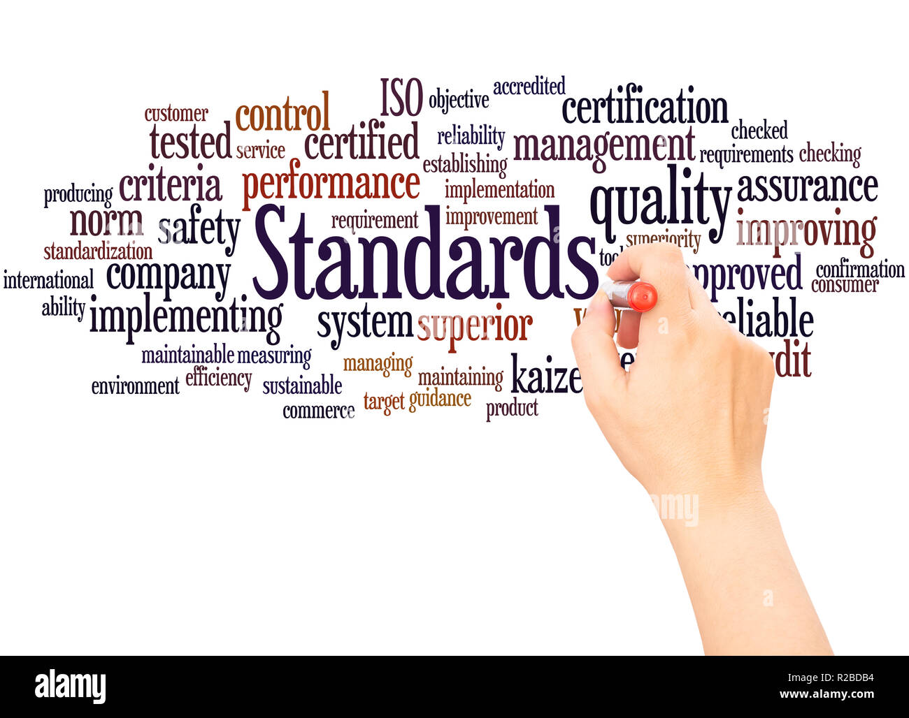 Standards word cloud hand writing concept on white background Stock ...