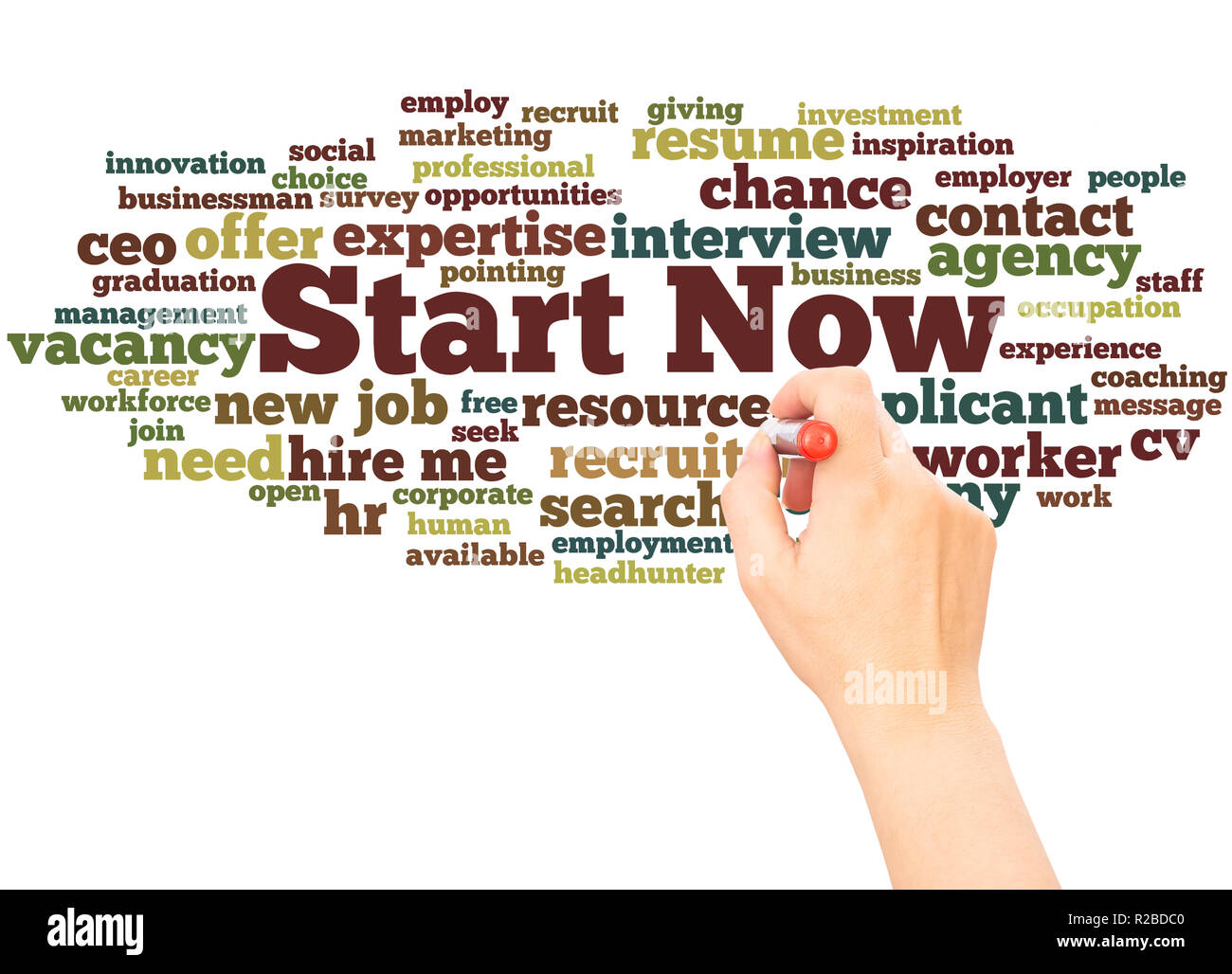 Start Now word cloud hand writing concept on white background Stock ...