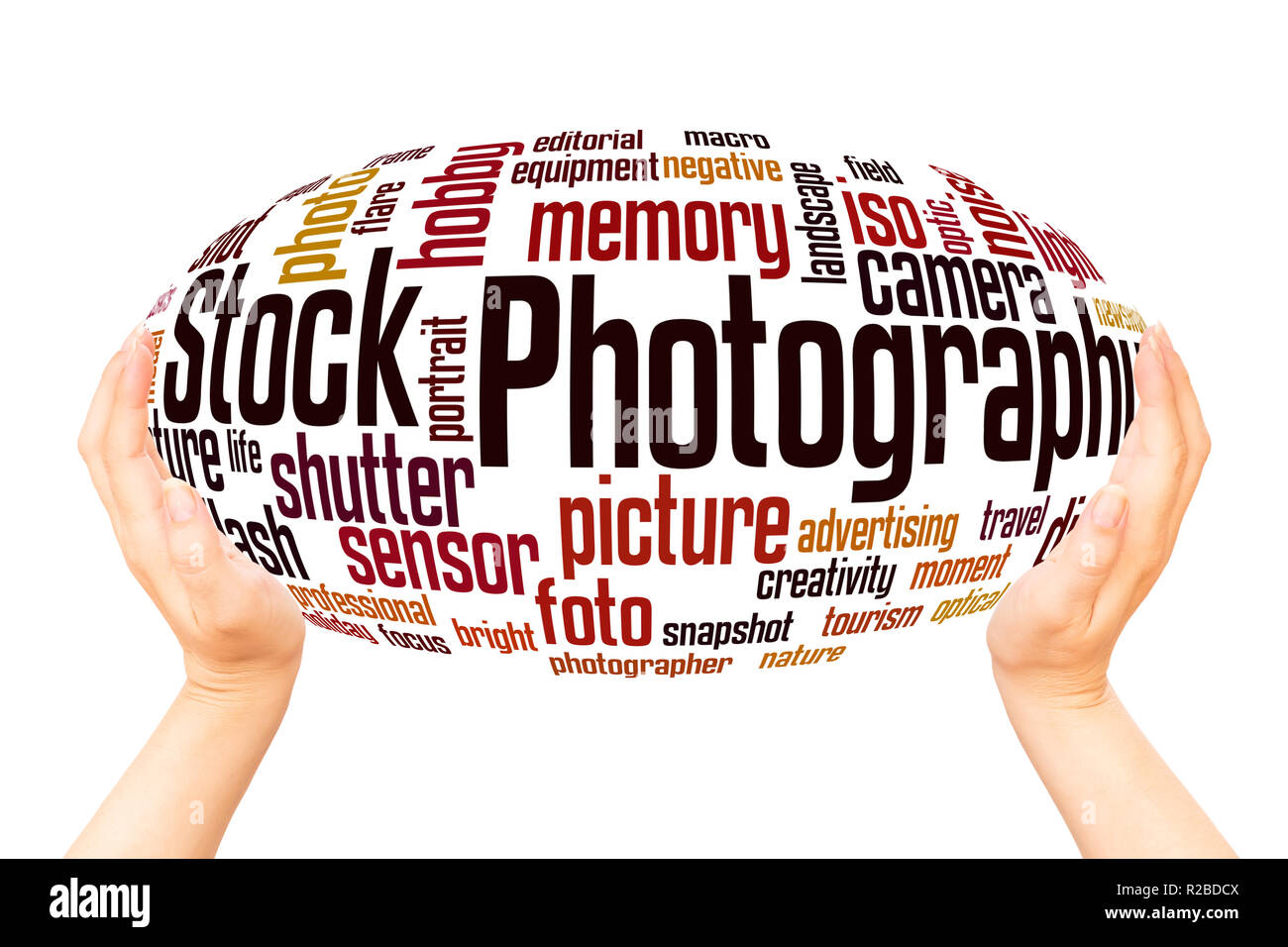 Stock Photography word cloud hand sphere concept on white background ...