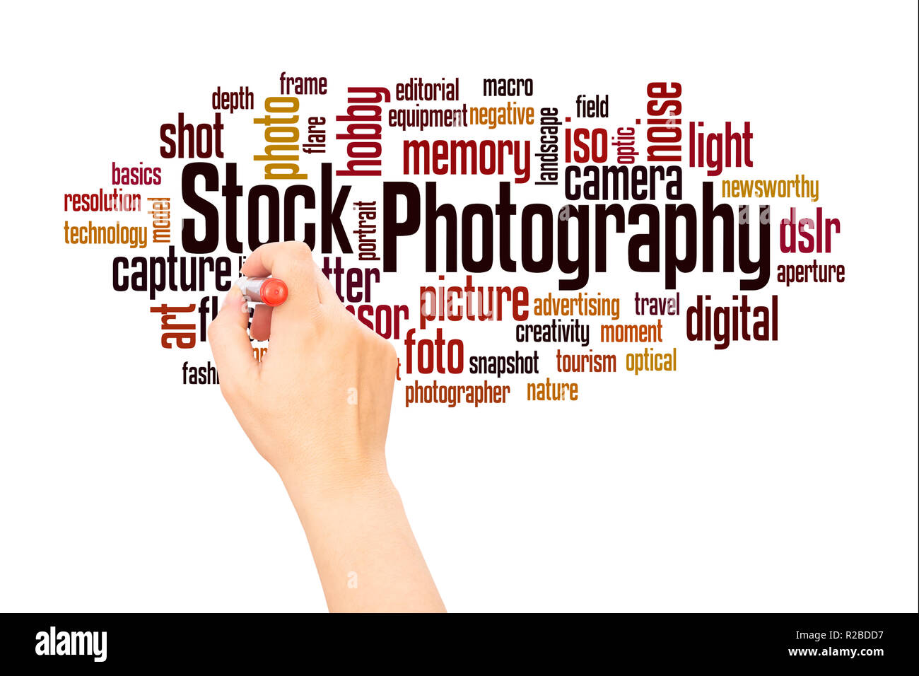 Stock Photography word cloud hand writing concept on white background ...