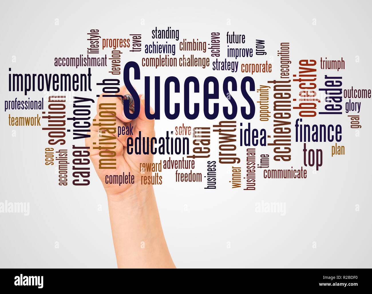 Success word cloud and hand with marker concept on white background ...