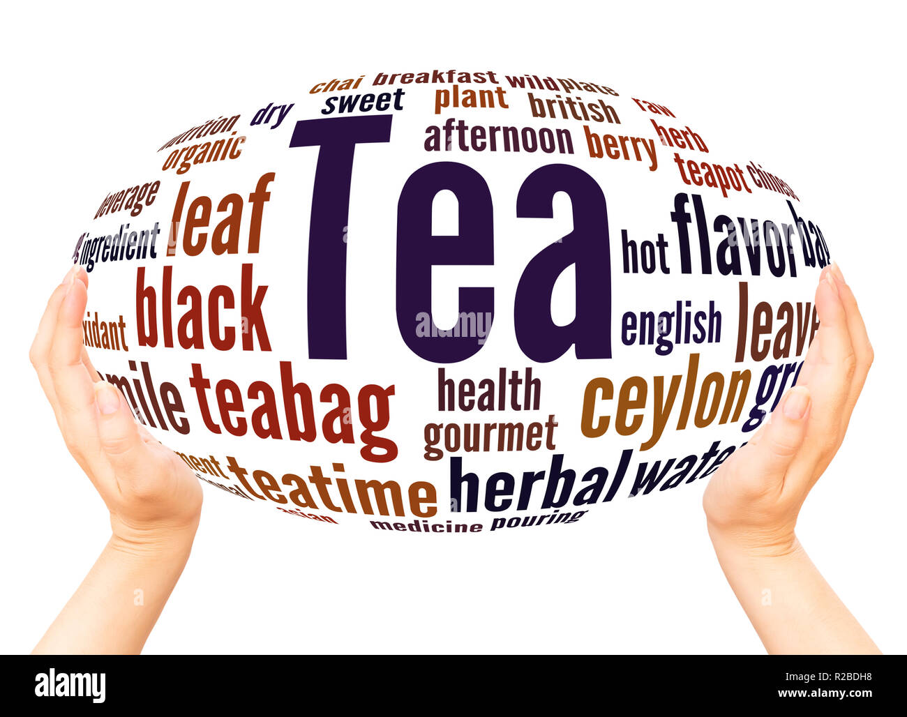 Tea word cloud hand sphere concept on white background Stock Photo - Alamy