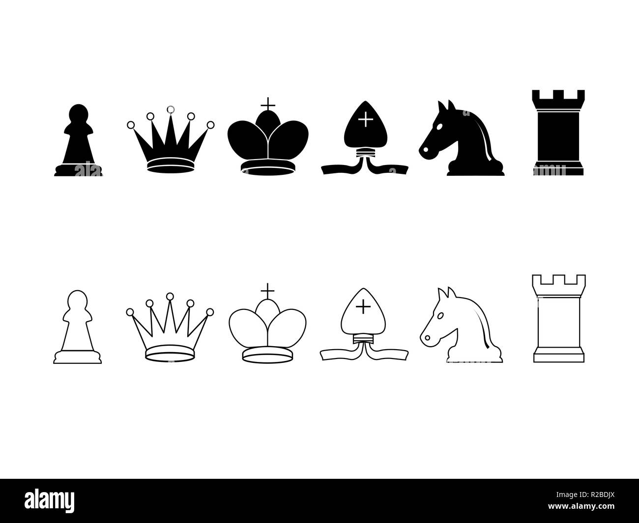 Chess pieces vector Black and White Stock Photos & Images - Alamy