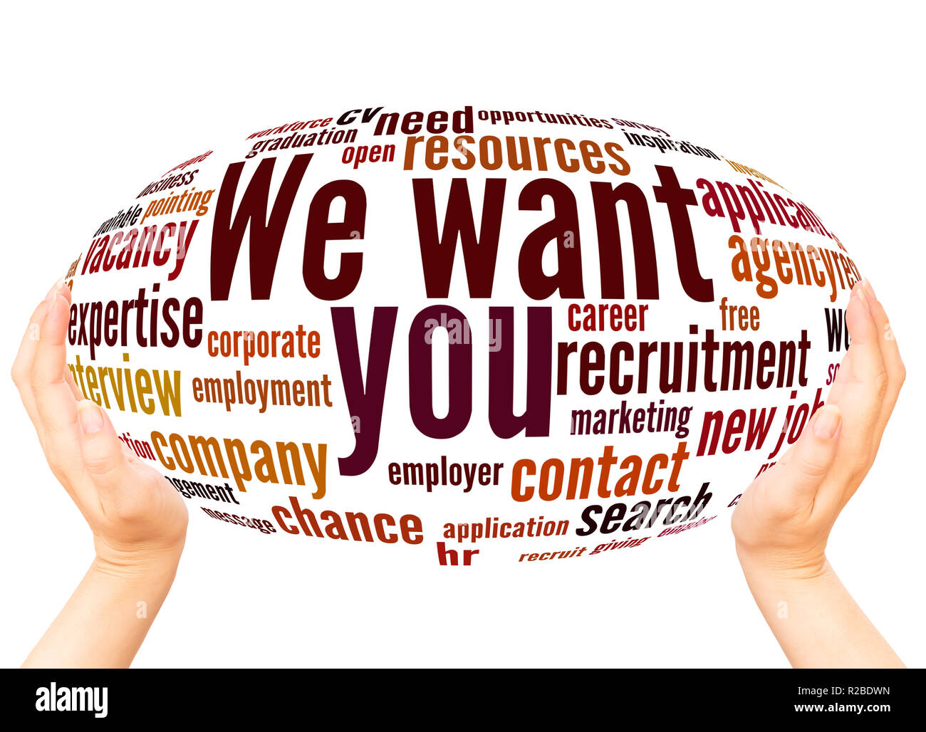 We want you word cloud hand sphere concept on white background Stock ...