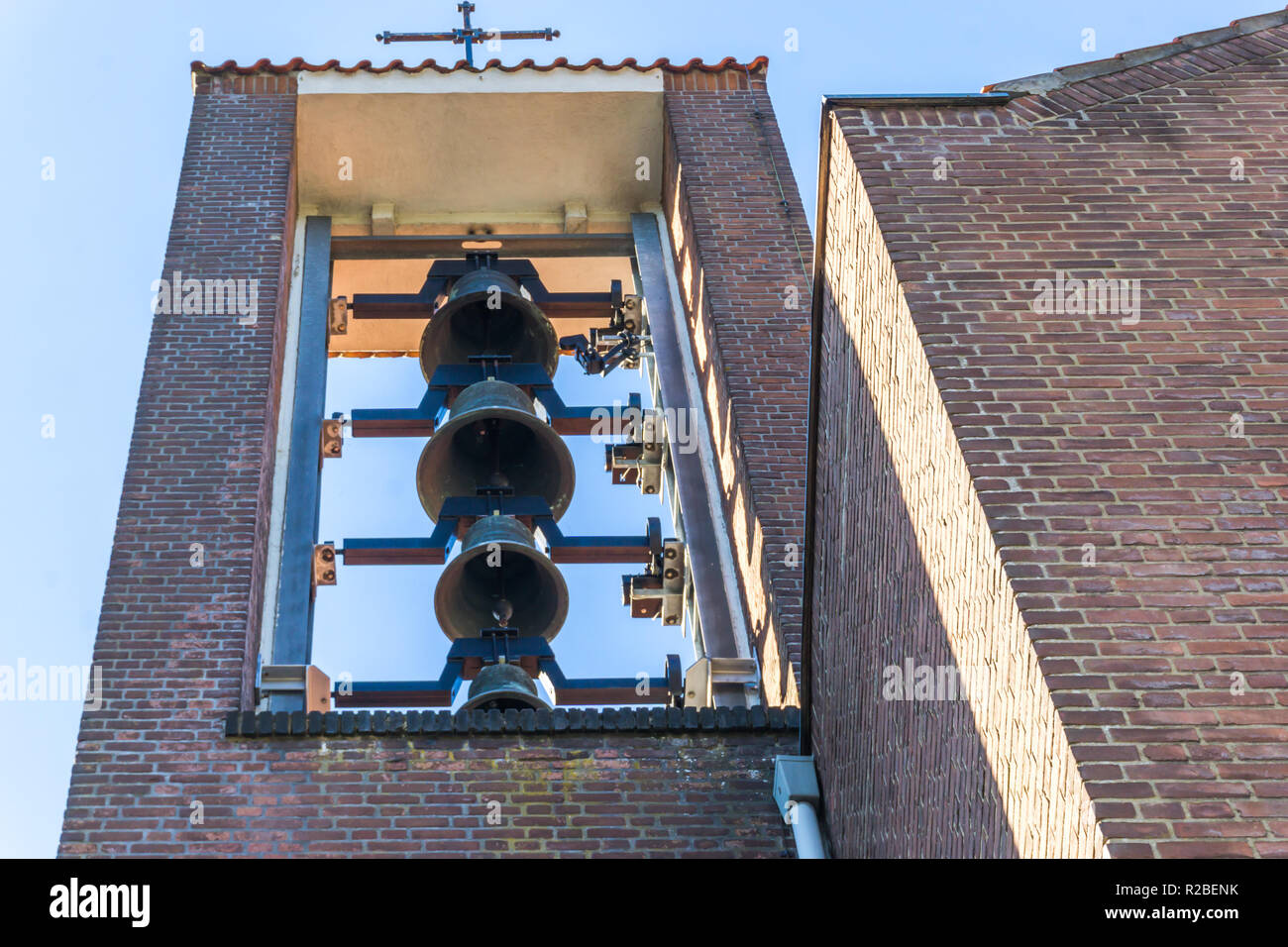 group of church bells hanging in a church tower for ringing Stock Photo ...