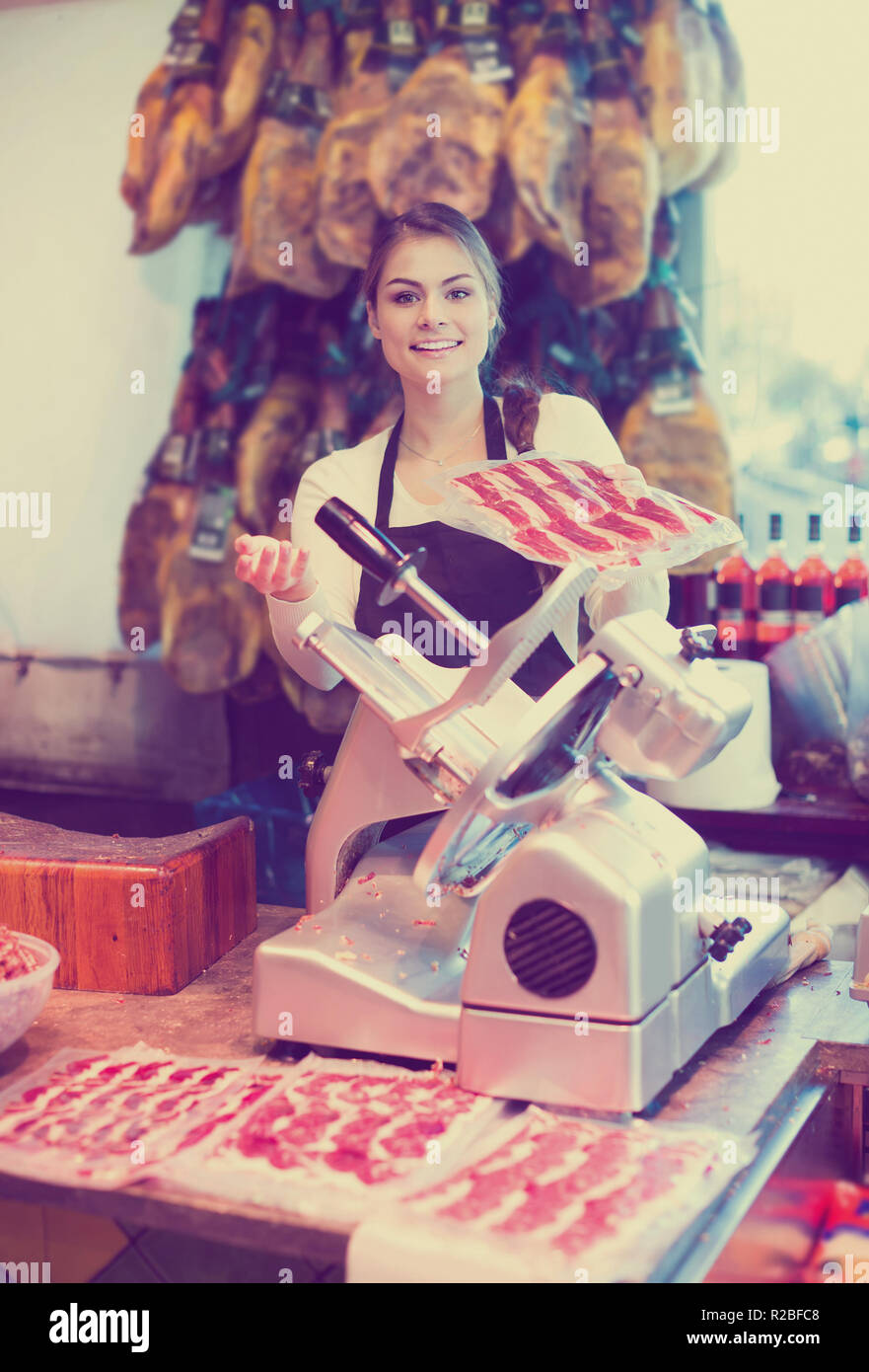 Female butcher smiling in butchery hi-res stock photography and images ...