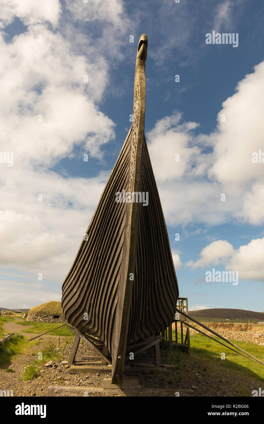 Gokstad Viking longship, replica, Haroldswick, Shetalnd Stock Photo - Alamy