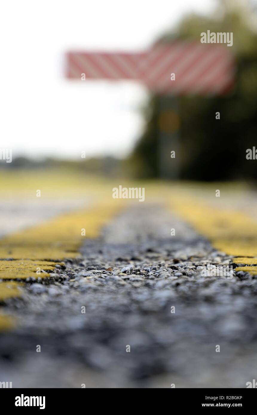 End of the road sign without words on a road in Texas Stock Photo - Alamy