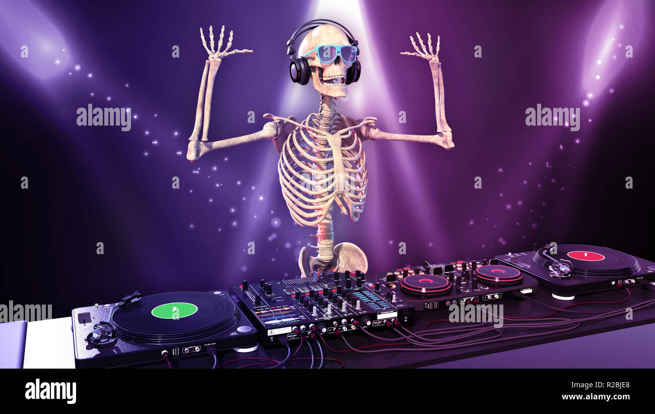 Skull with headphones hi-res stock photography and images - Alamy