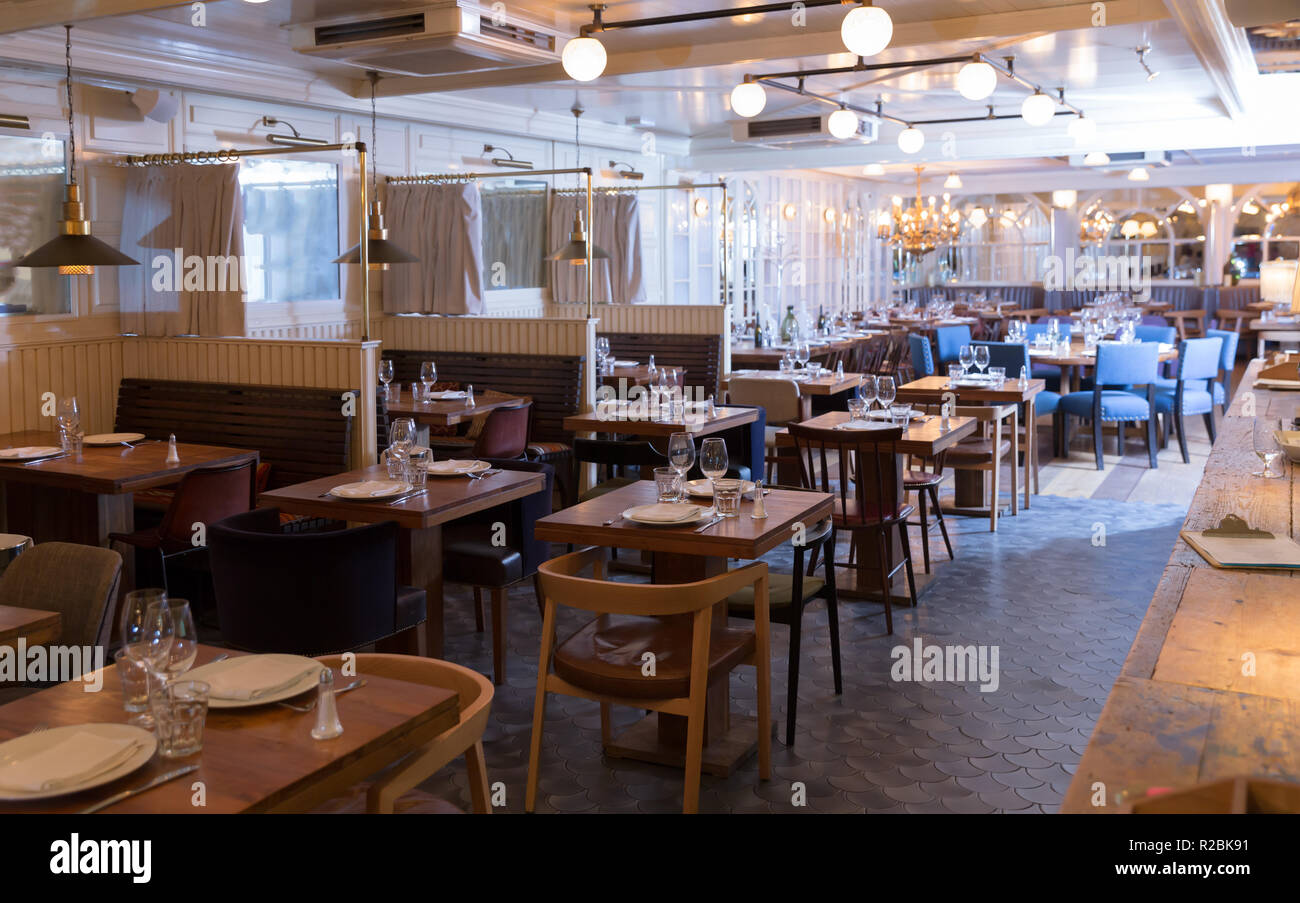 Image of big empty modern hall restaurant indoor Stock Photo - Alamy