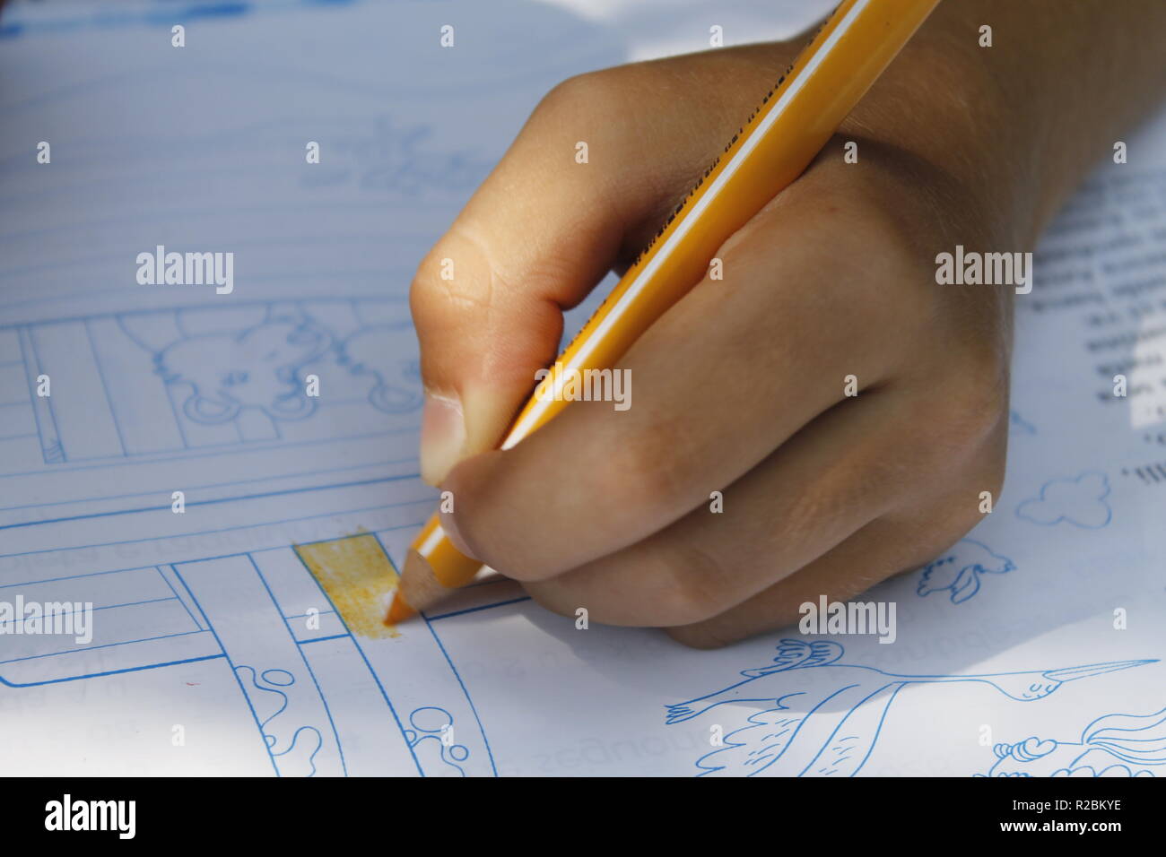 child's hand drawing with pencil Stock Photo - Alamy