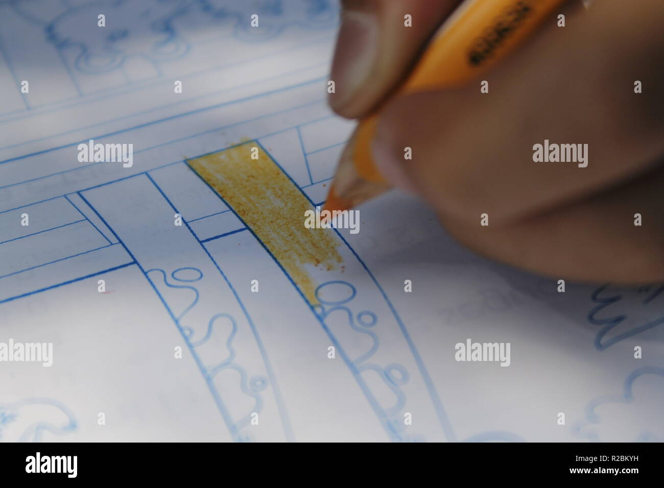 child's hand drawing with pencil Stock Photo - Alamy