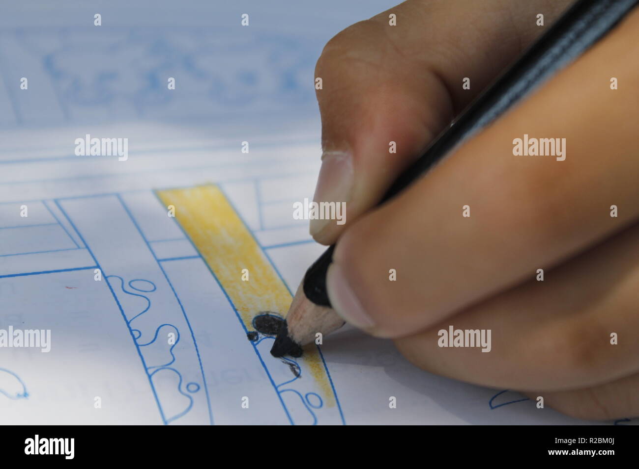 child's hand drawing with pencil Stock Photo - Alamy