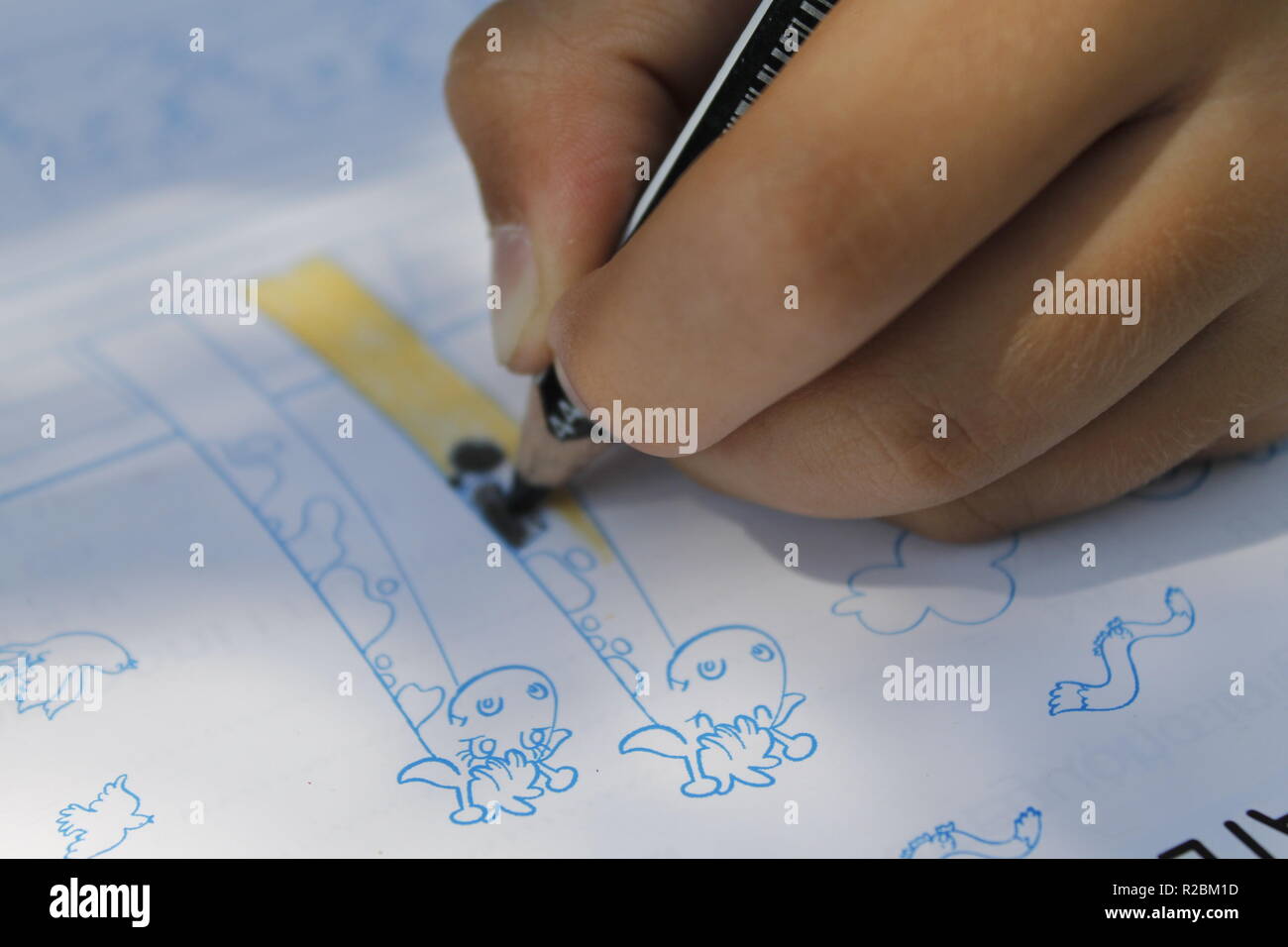 child's hand drawing with pencil Stock Photo - Alamy