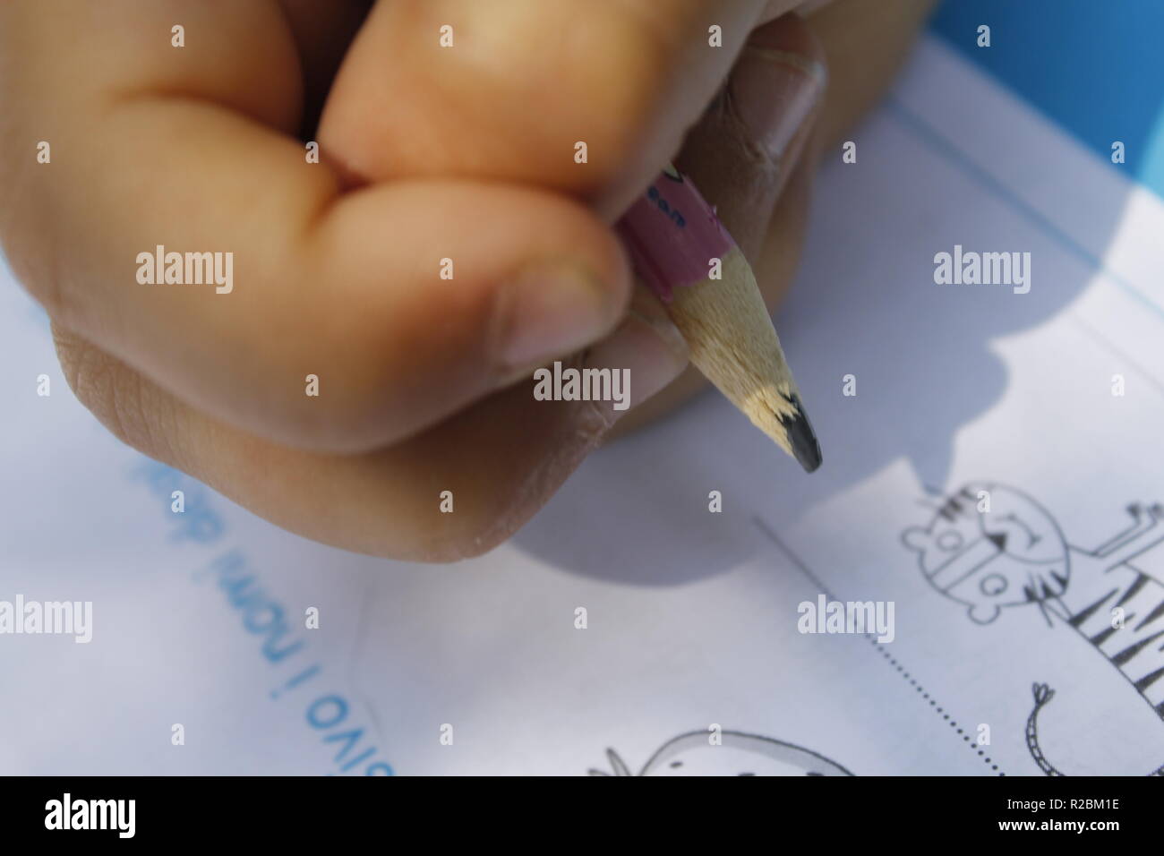 child's hand drawing with pencil Stock Photo - Alamy