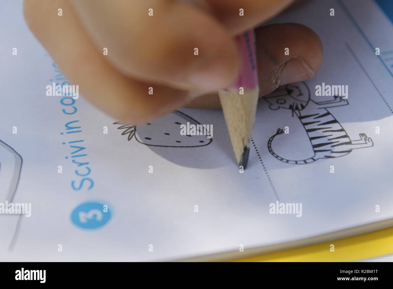 child's hand drawing with pencil Stock Photo - Alamy