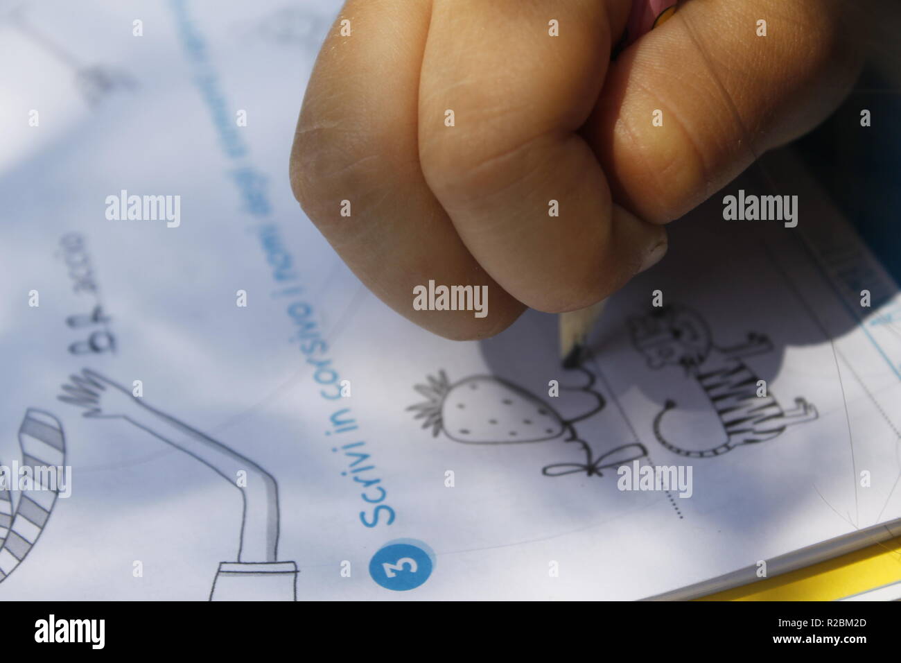 child's hand drawing with pencil Stock Photo - Alamy