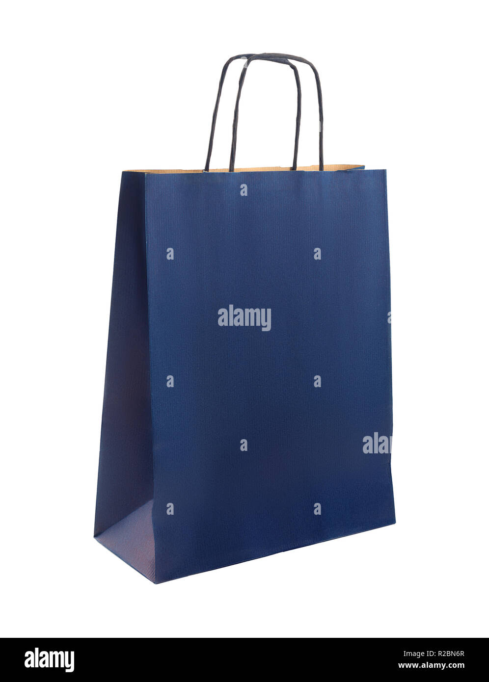 Ecological recycling dark blue paper package, packet, bag isolated on ...