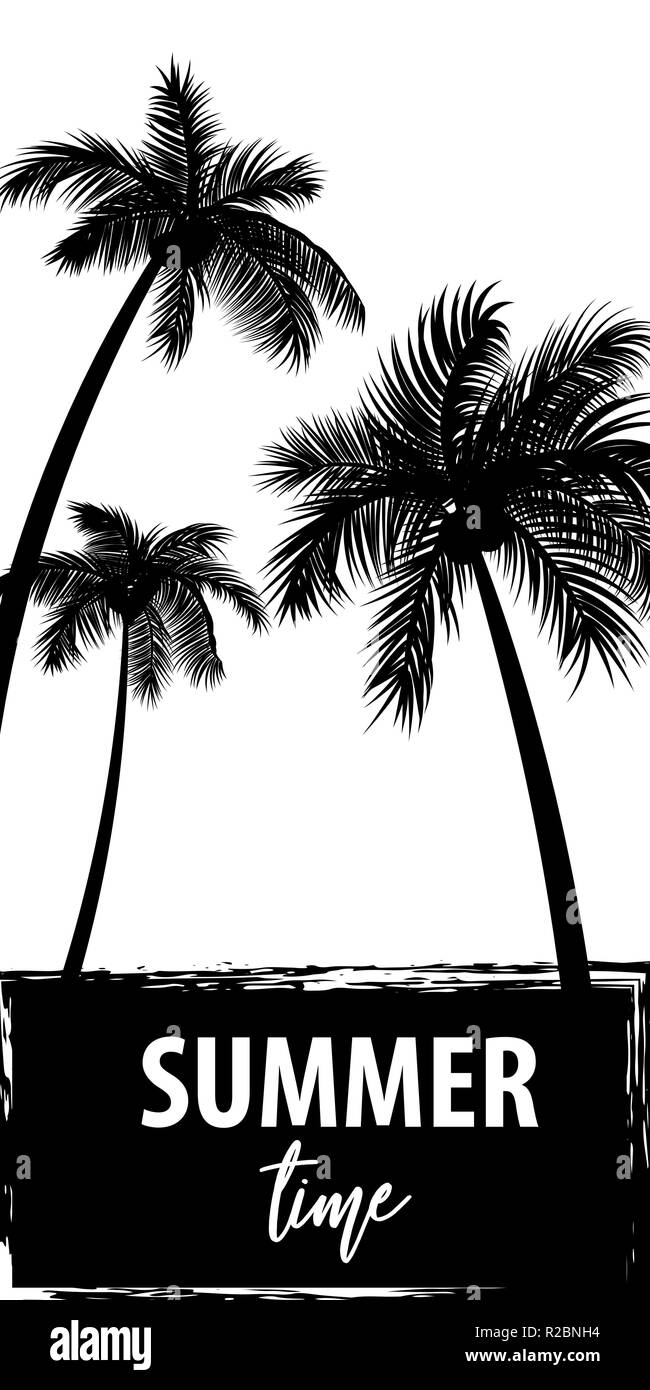 Summer time palm tree banner poster grunge Stock Vector Image & Art - Alamy