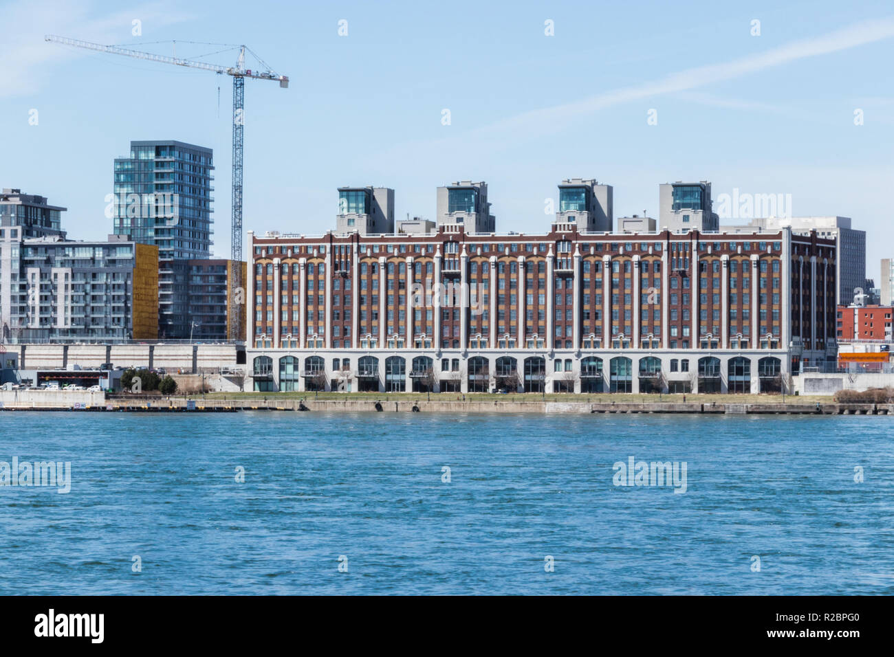 Building in Montreal, on the shore of the Saint Lawrence River Stock ...