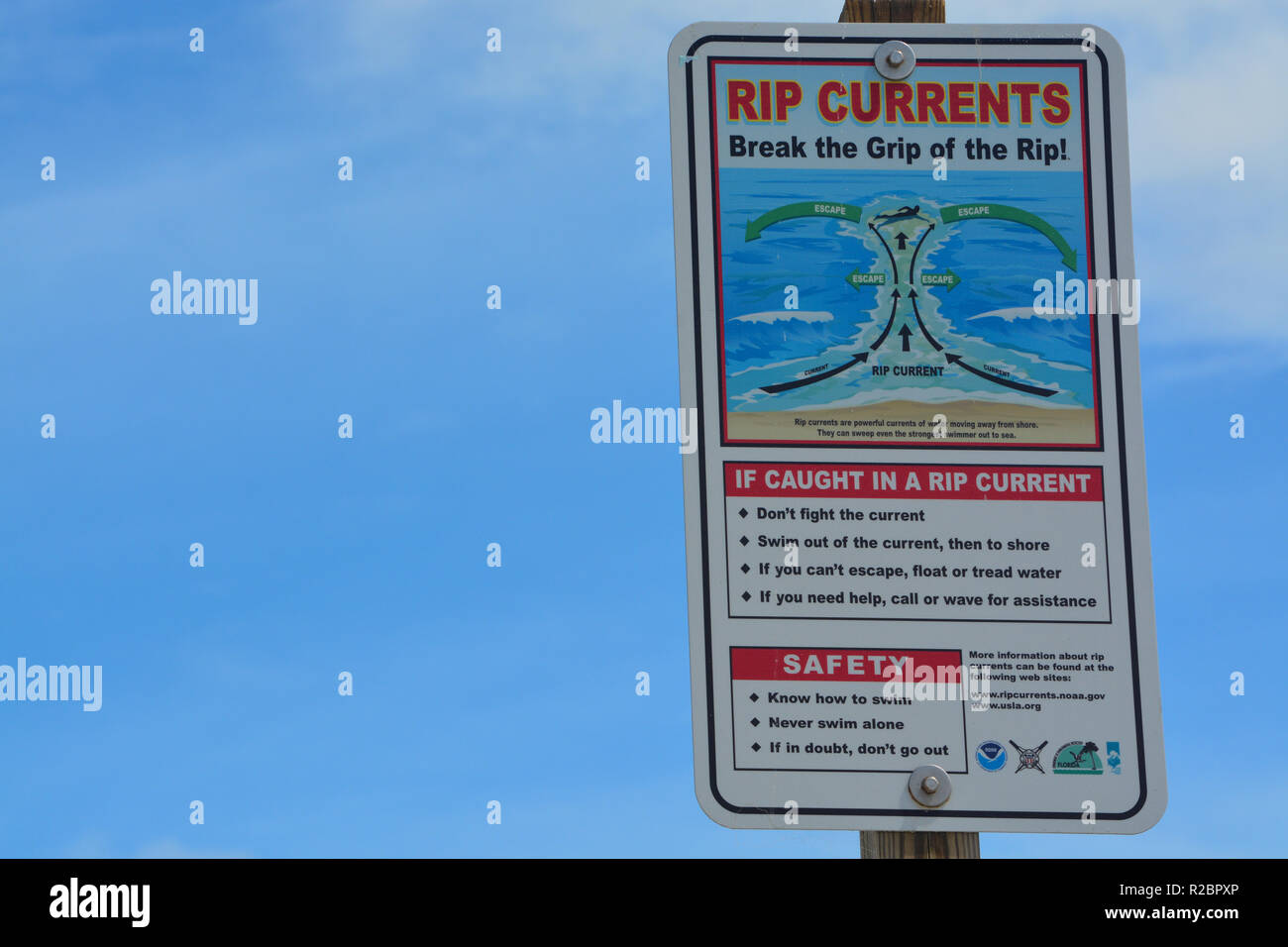 Beach warning signs and flags, Jacksonville Beach, Duval County ...