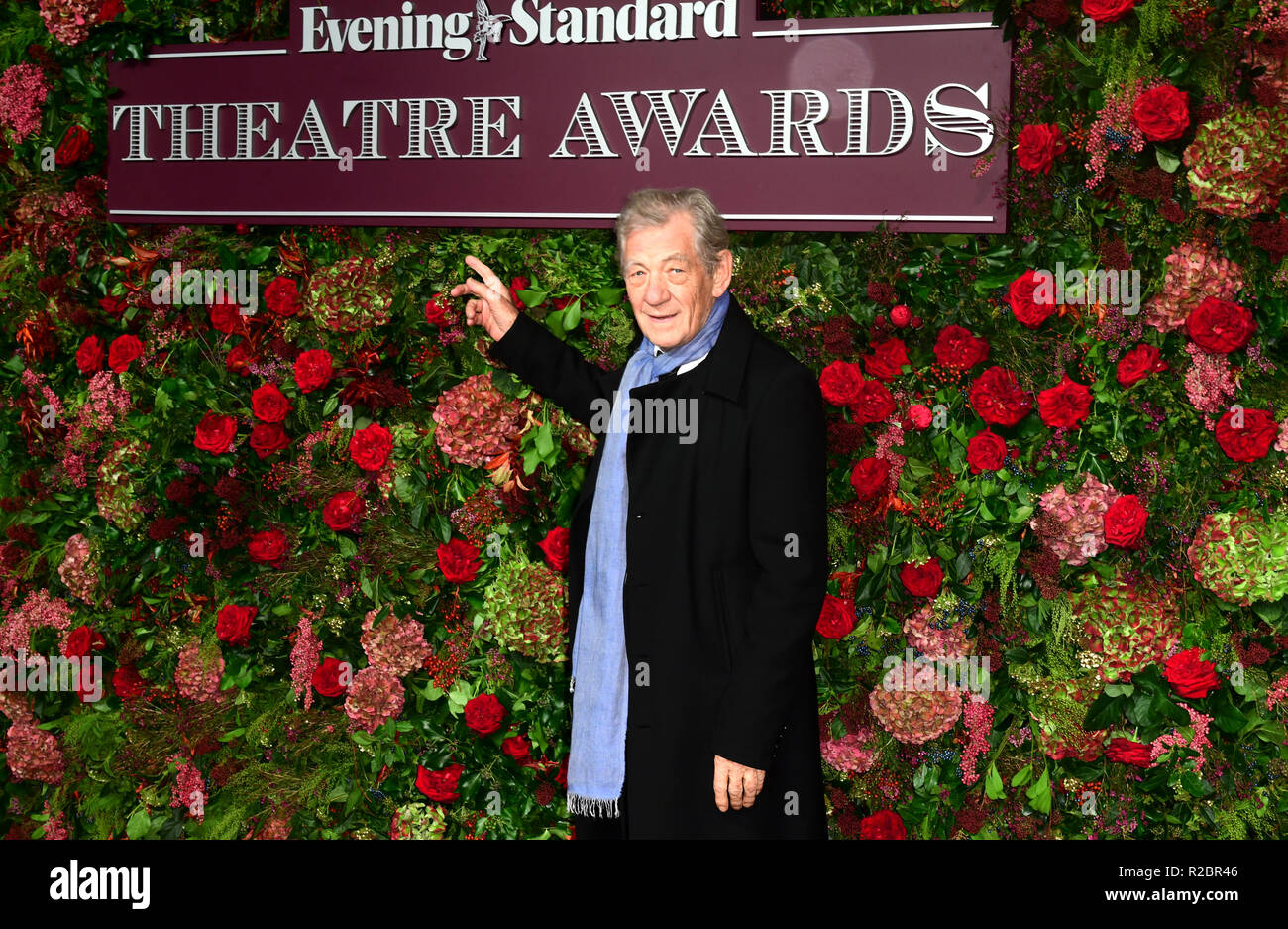 Sir Ian McKellen attending the Evening Standard Theatre Awards 2018 at ...