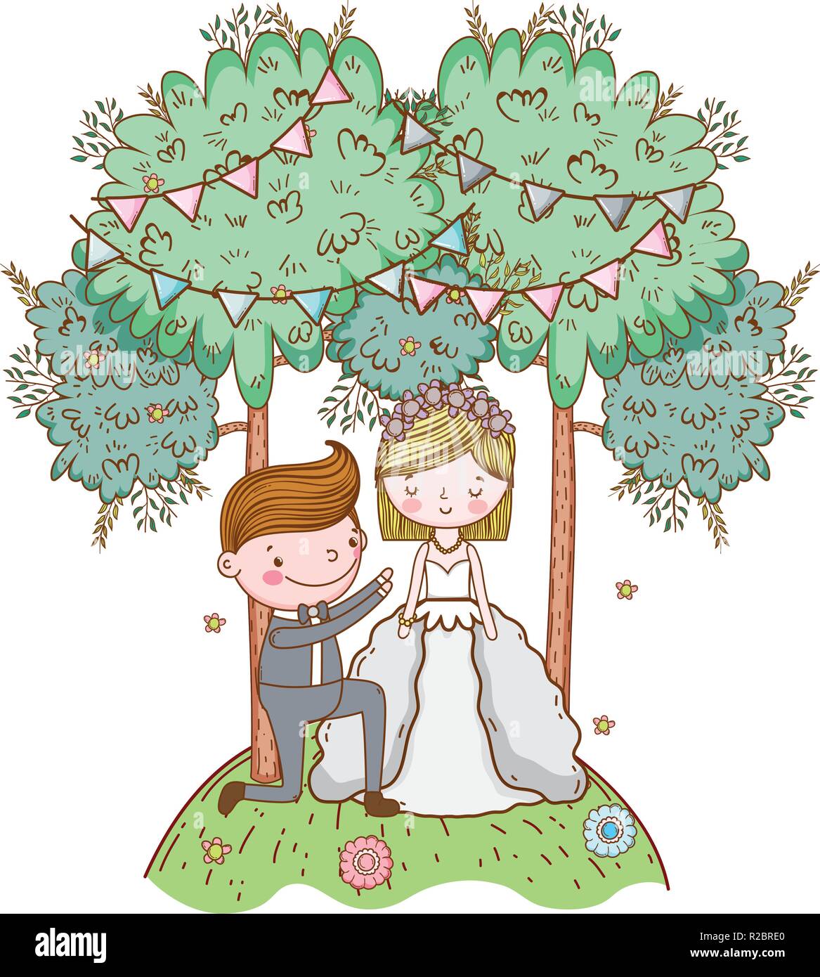 Wedding couple cute cartoon Stock Vector Image & Art - Alamy