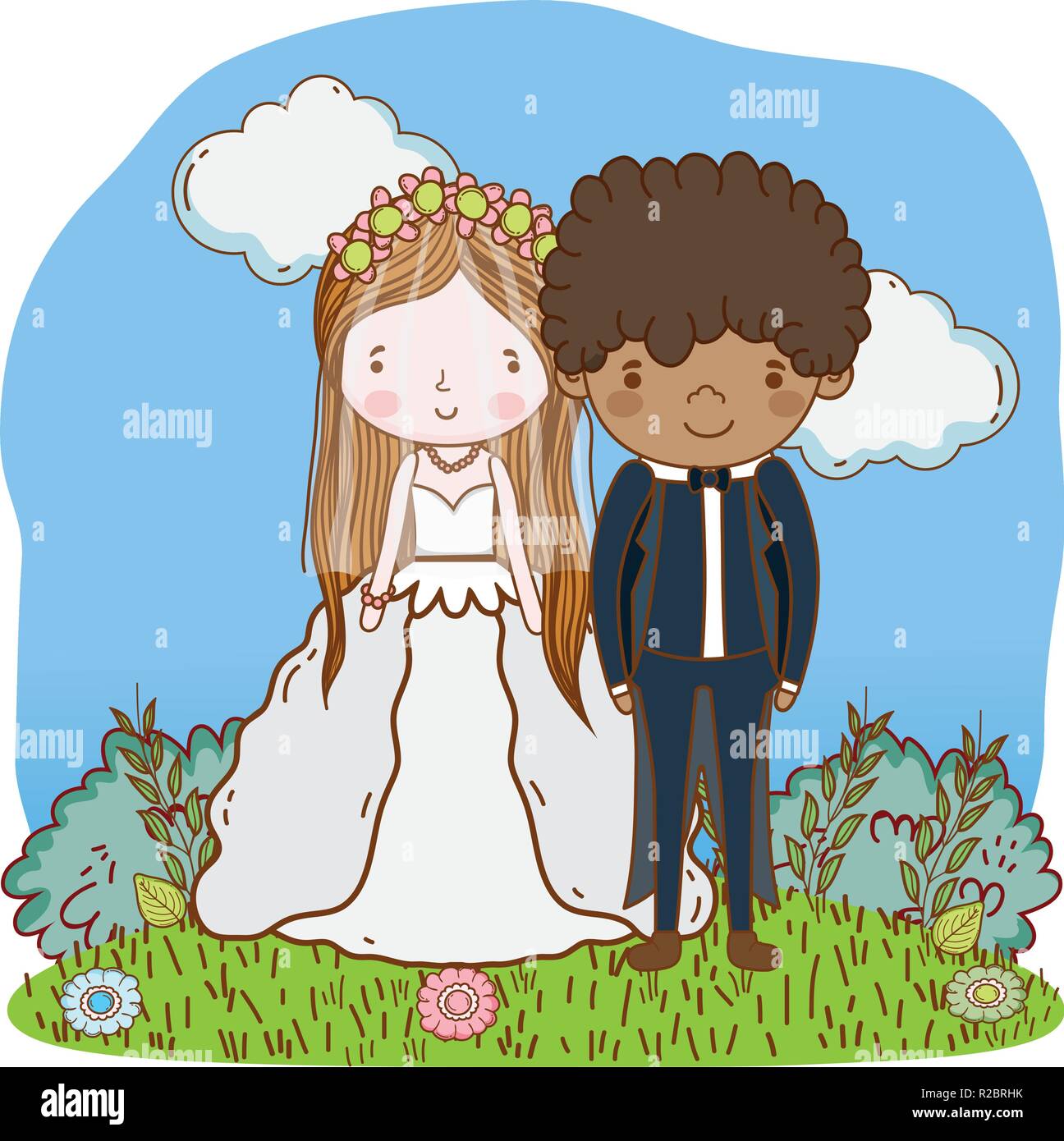 Wedding couple cute cartoon Stock Vector Image & Art - Alamy